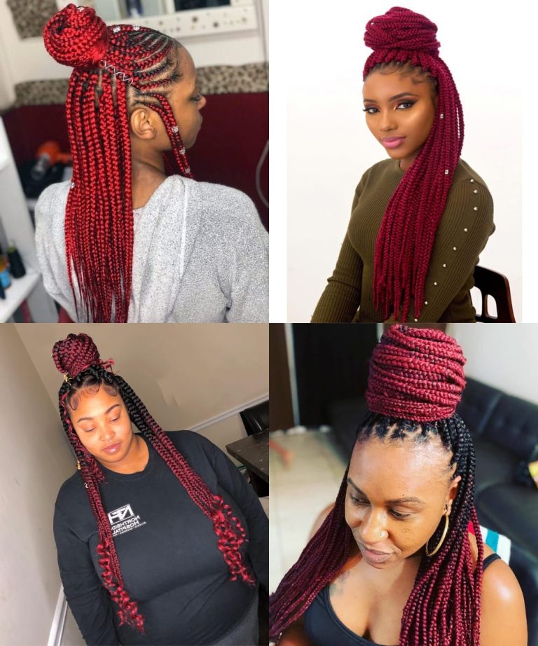 50+ Cute Red Box Braids (Burgundy, Knotless & Goddess) Styles
