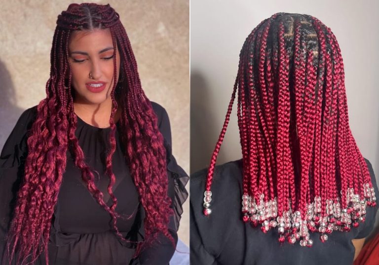 50+ Cute Red Box Braids (Burgundy, Knotless & Goddess) Styles
