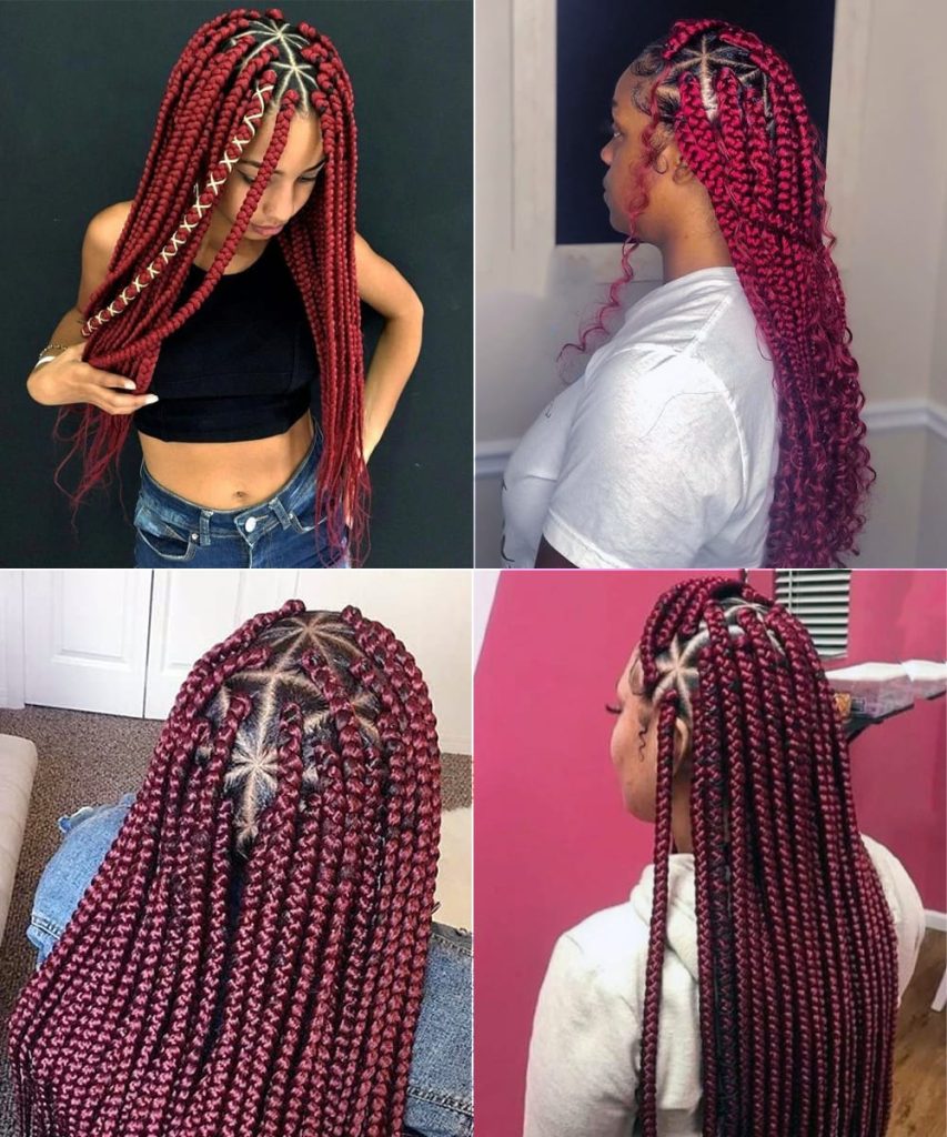 50+ Cute Red Box Braids (Burgundy, Knotless & Goddess) Styles