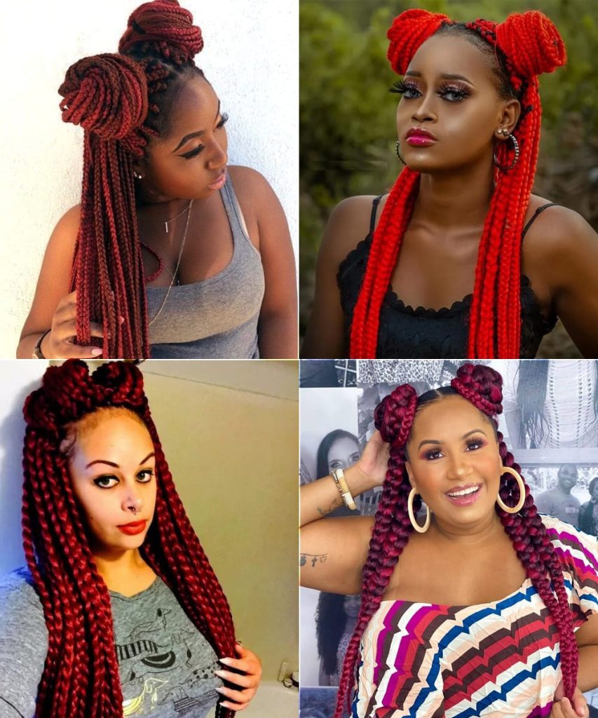 50+ Cute Red Box Braids (Burgundy, Knotless & Goddess) Styles