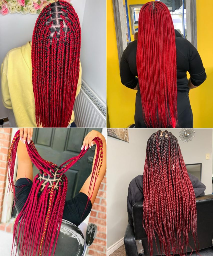 50+ Cute Red Box Braids (Burgundy, Knotless & Goddess) Styles