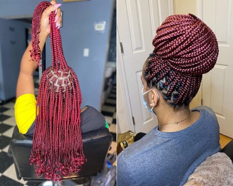 50+ Cute Red Box Braids (Burgundy, Knotless & Goddess) Styles