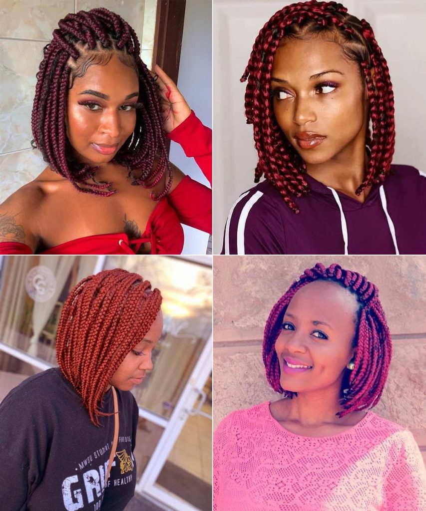 50+ Cute Red Box Braids (Burgundy, Knotless & Goddess) Styles