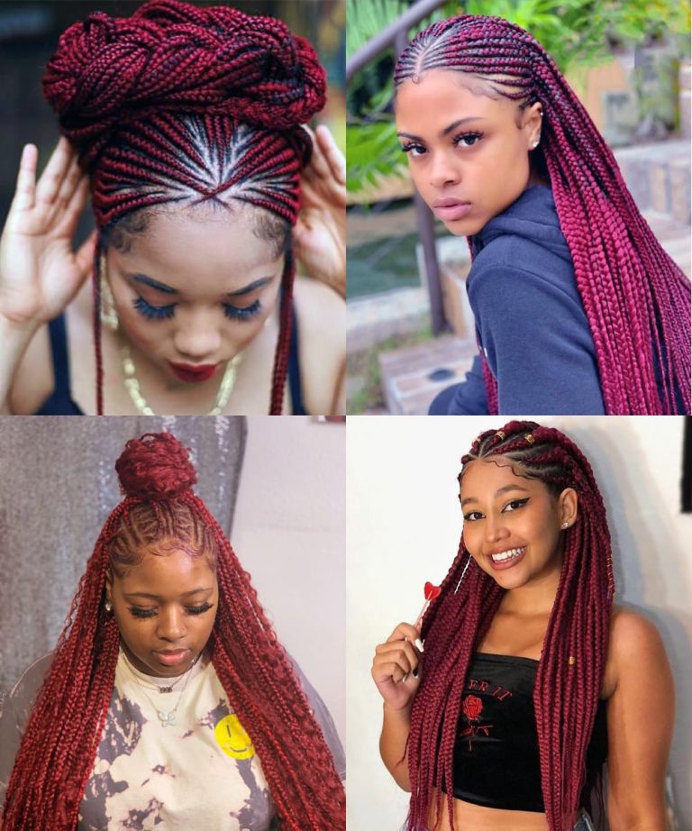 50+ Cute Red Box Braids (Burgundy, Knotless & Goddess) Styles