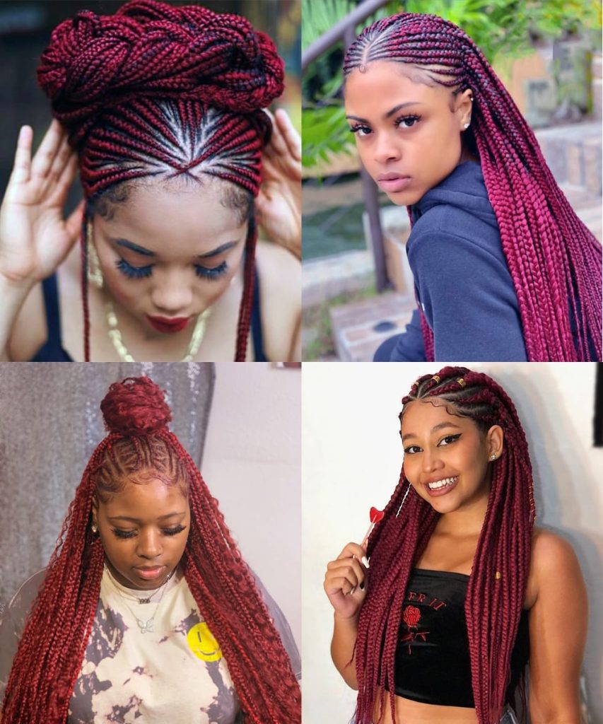 50+ Cute Red Box Braids (Burgundy, Knotless & Goddess) Styles