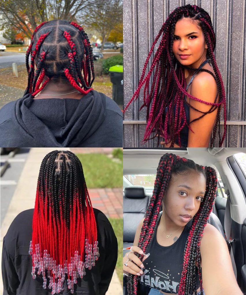 50+ Cute Red Box Braids (Burgundy, Knotless & Goddess) Styles